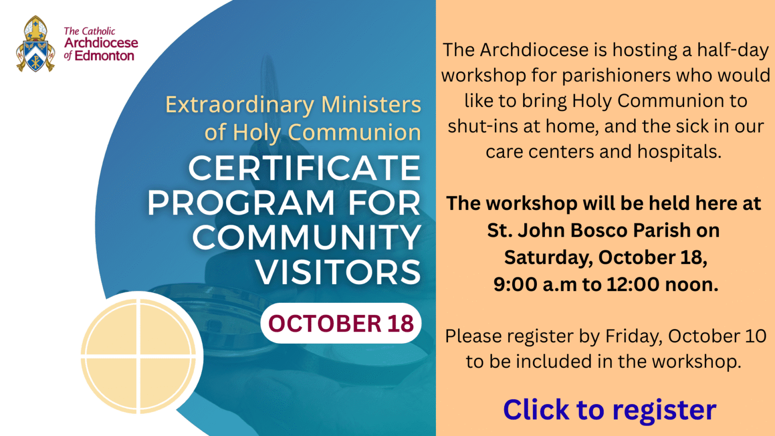 Extraordinary Ministers of Holy Communion, Community Visitors Workshop ...